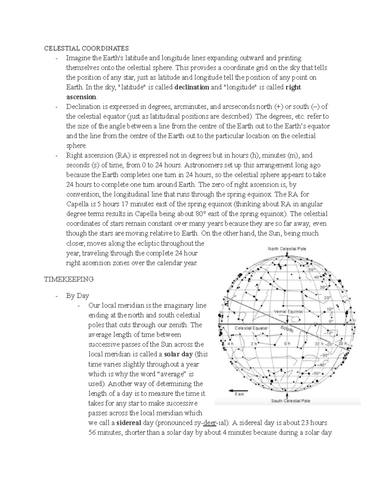 AS101 Lesson #3 - Notes for week 3 class - CELESTIAL COORDINATES ...