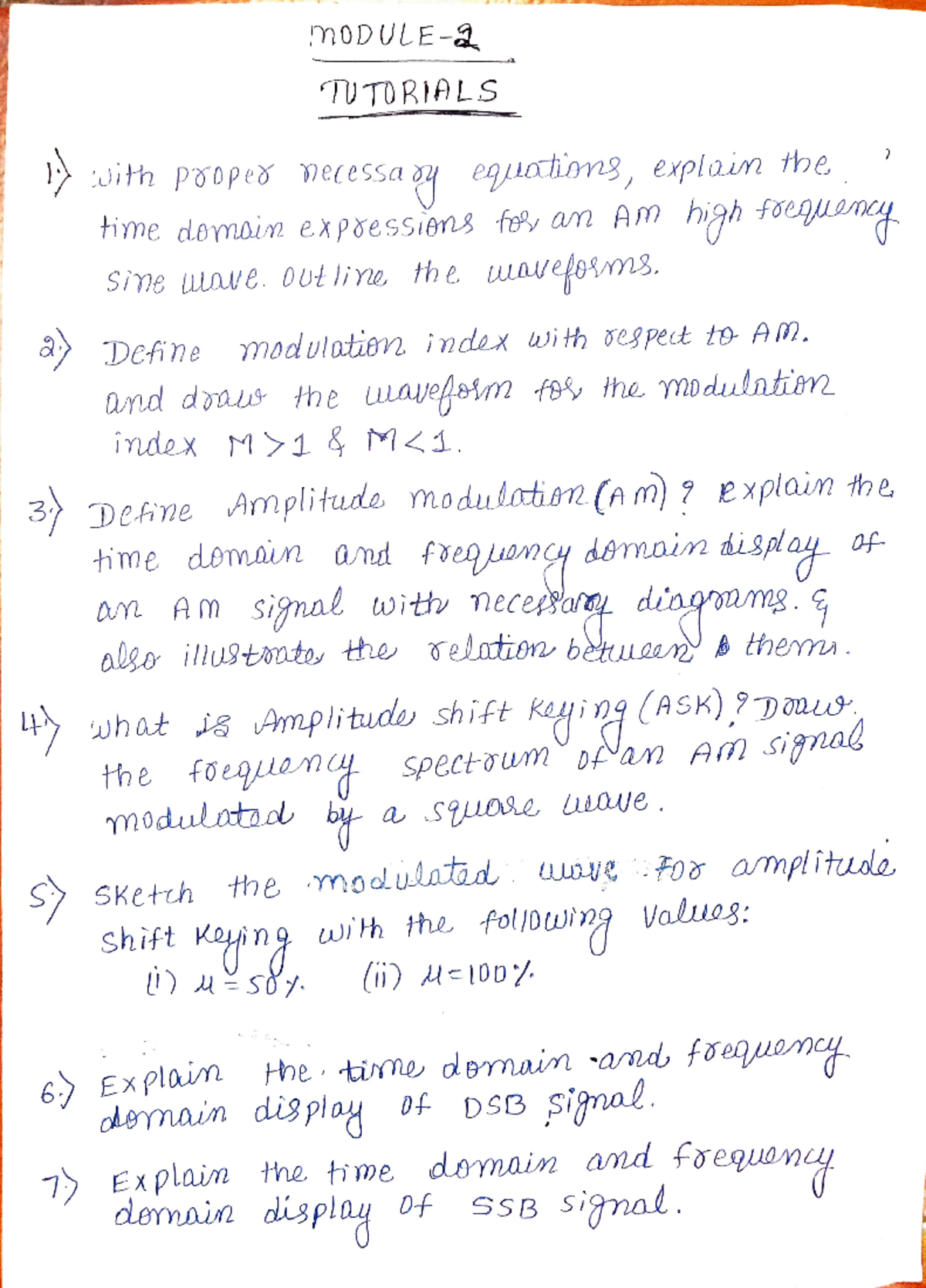 Module-2,Tutorials - abc - 1> uith Pooped neceSsay equaiong, explaim the ime domain expsessiens ...