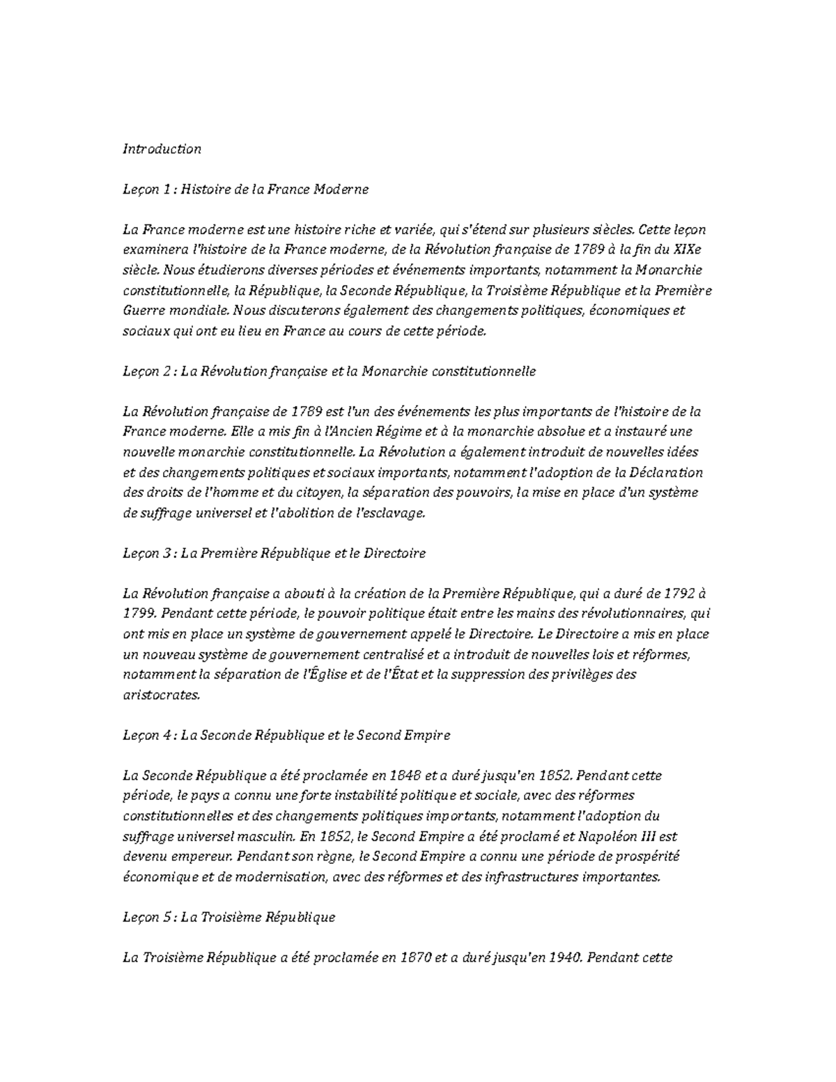 The History of Modern France - Introduction Leçon 1 : Histoire de la ...