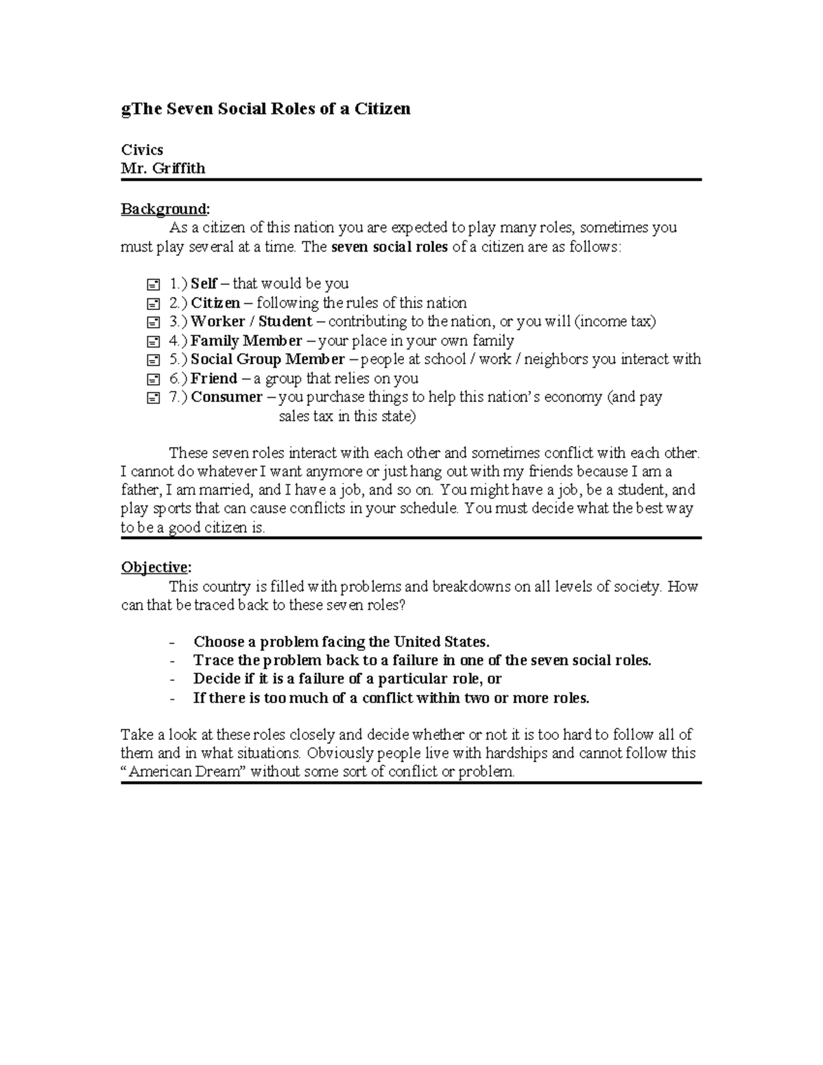 The Seven Social Roles of a Citizen - gThe Seven Social Roles of a ...