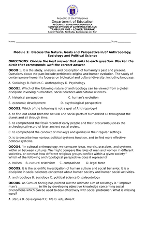 Usp week 1 2022 - hfhzzrz - UCSP GRADE 12(HUMMS and TVL) Quarter 1 ...