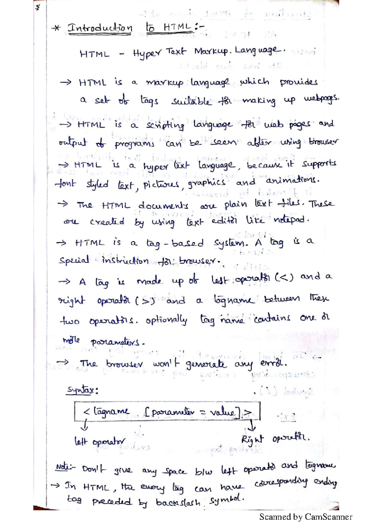 Htmlwt Lecture Notes Introduction To Html Hyper Text Markup