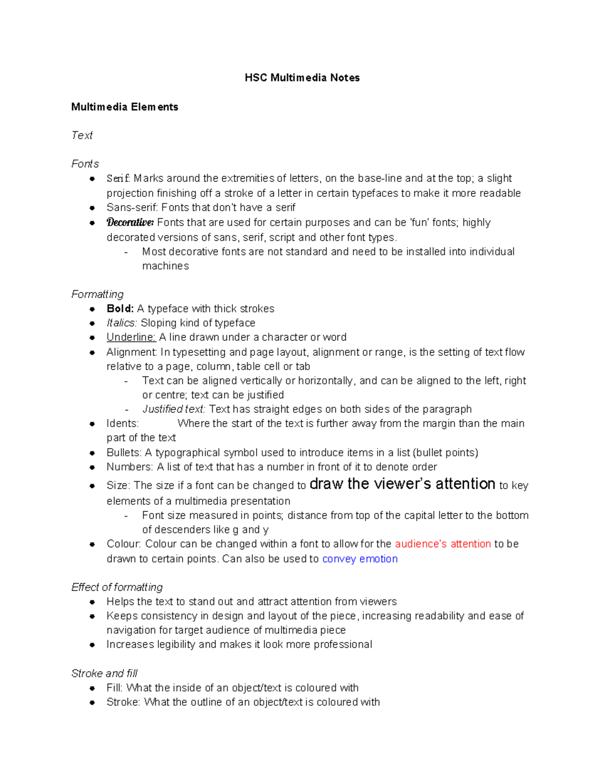 HSC Multimedia Notes - HSC Multimedia Notes Multimedia Elements Text ...