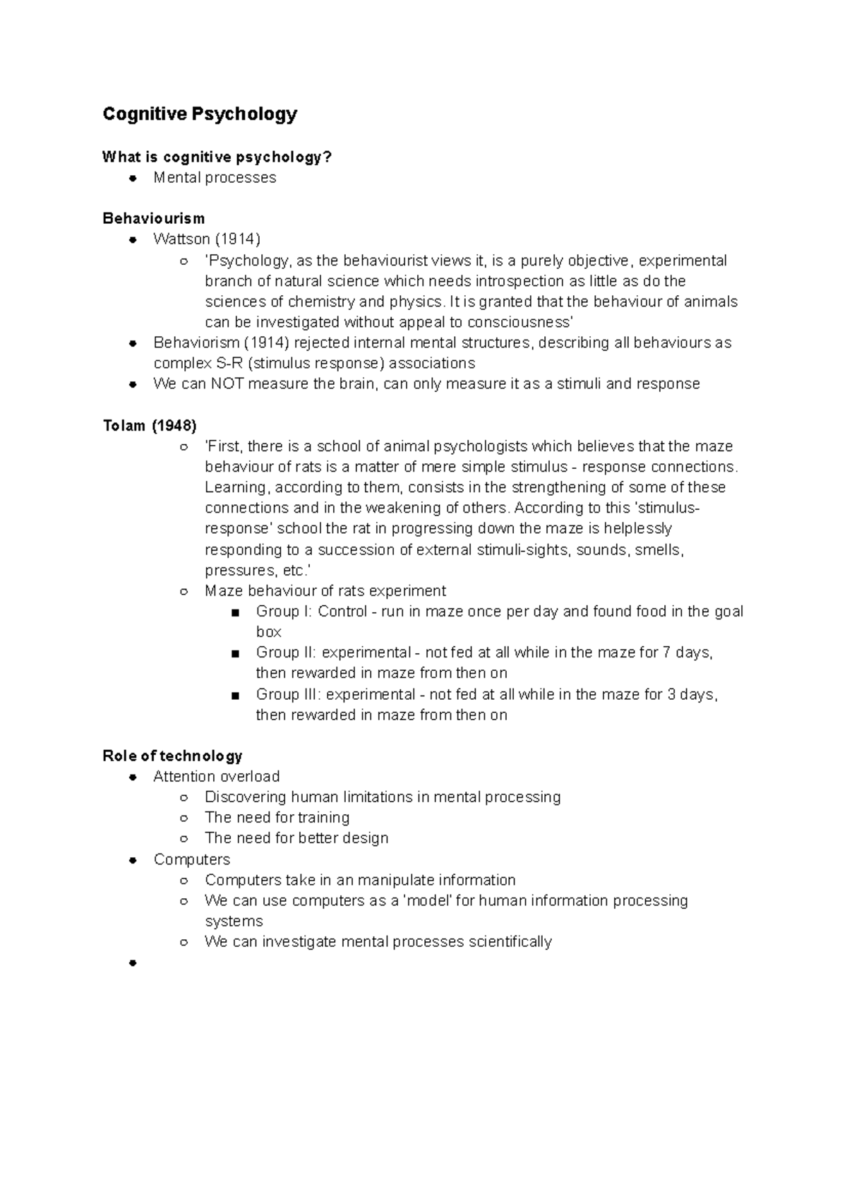 Cognitive Processes Notes Cognitive Psychology What Is Cognitive