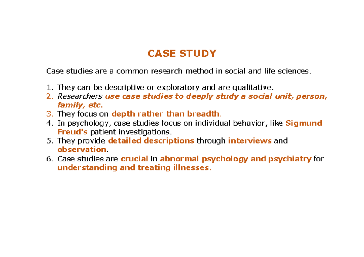 CASE Study - Value orientation Programme - CASE STUDY Case studies are a common research method ...