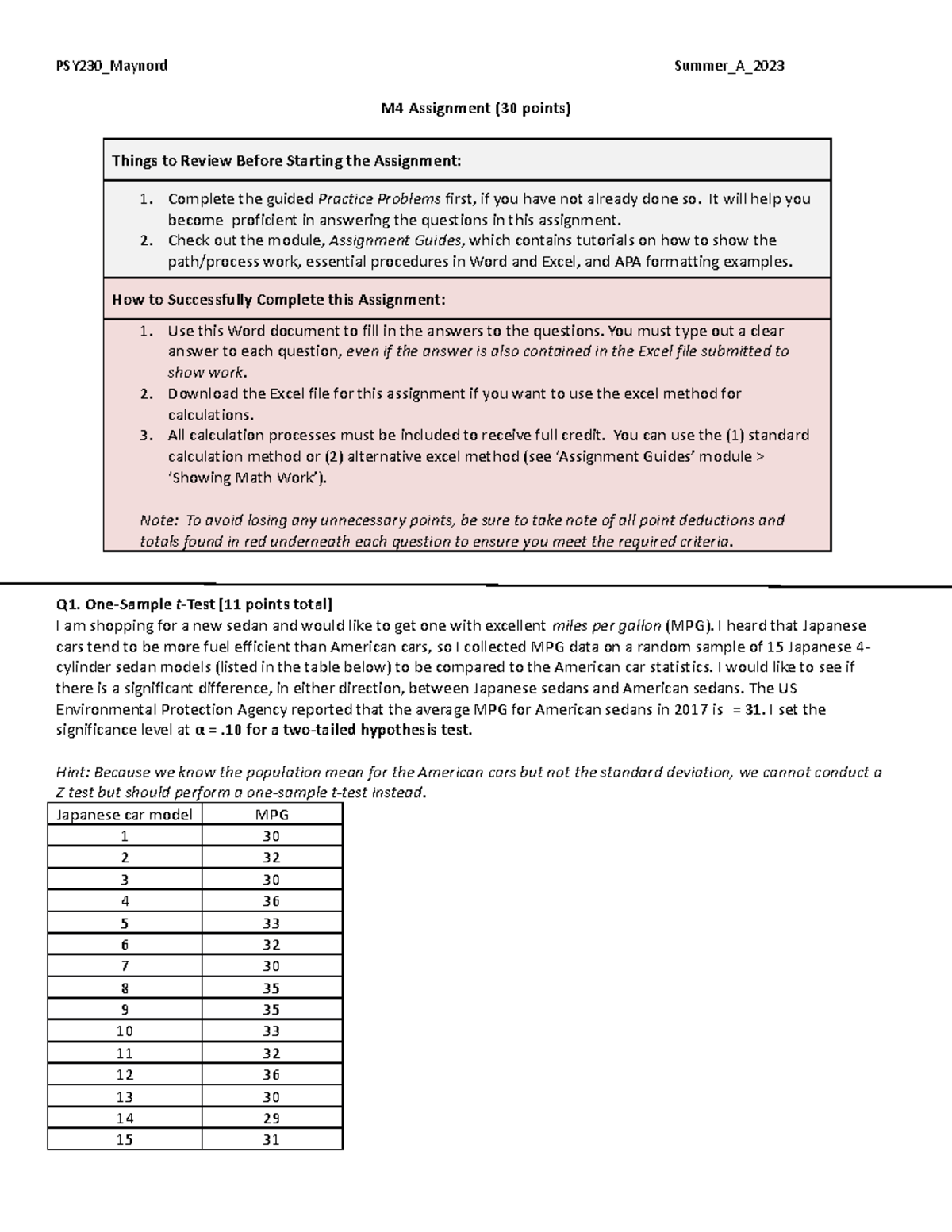 M4-Assignment - Assignments 4 - M4 Assignment (30 points) Things to Review Before Starting the ...