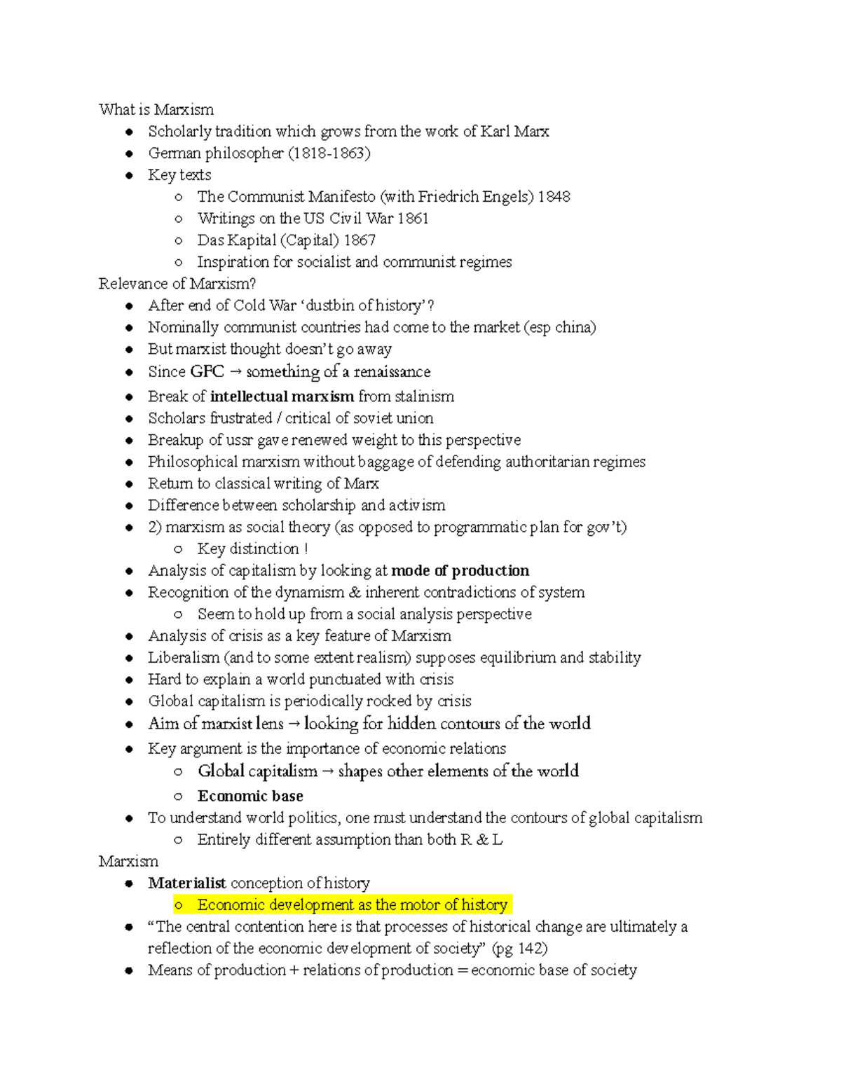 Chapter 7 & 8 - lecture notes - What is Marxism Scholarly tradition ...