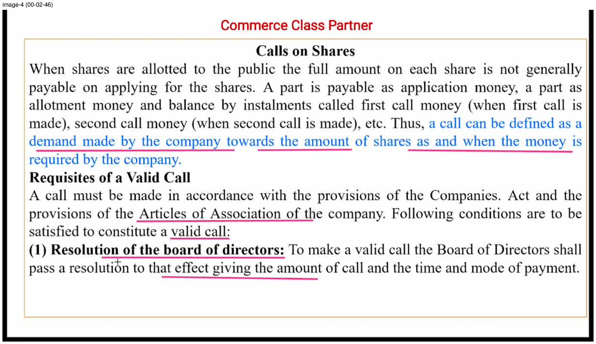 Calls Forfeiture Surrender of shares Corporate Regulations Malayalam ...