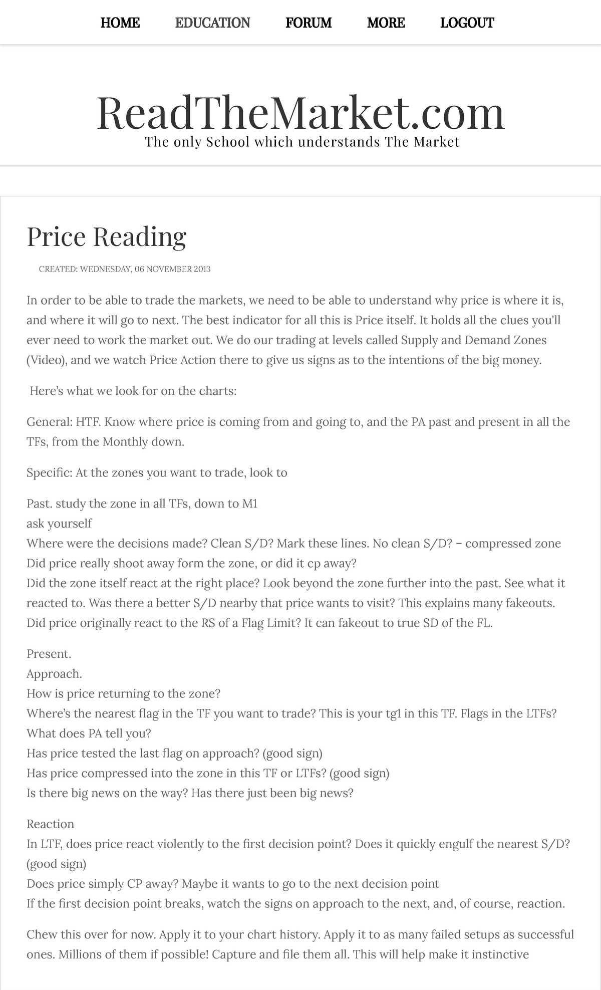 Price Reading - Lecture notes 1 - ReadTheMarket The only School which ...