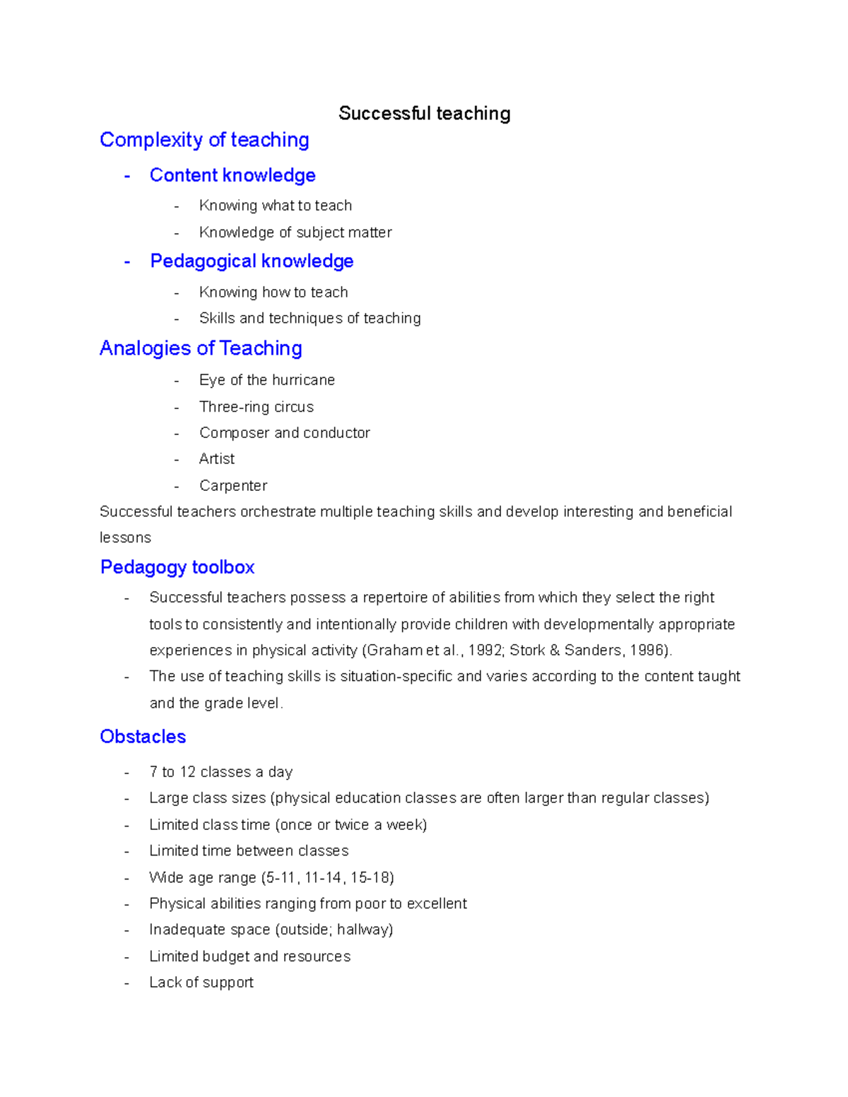 Successful teaching - lecture notes - Successful teaching Complexity of ...