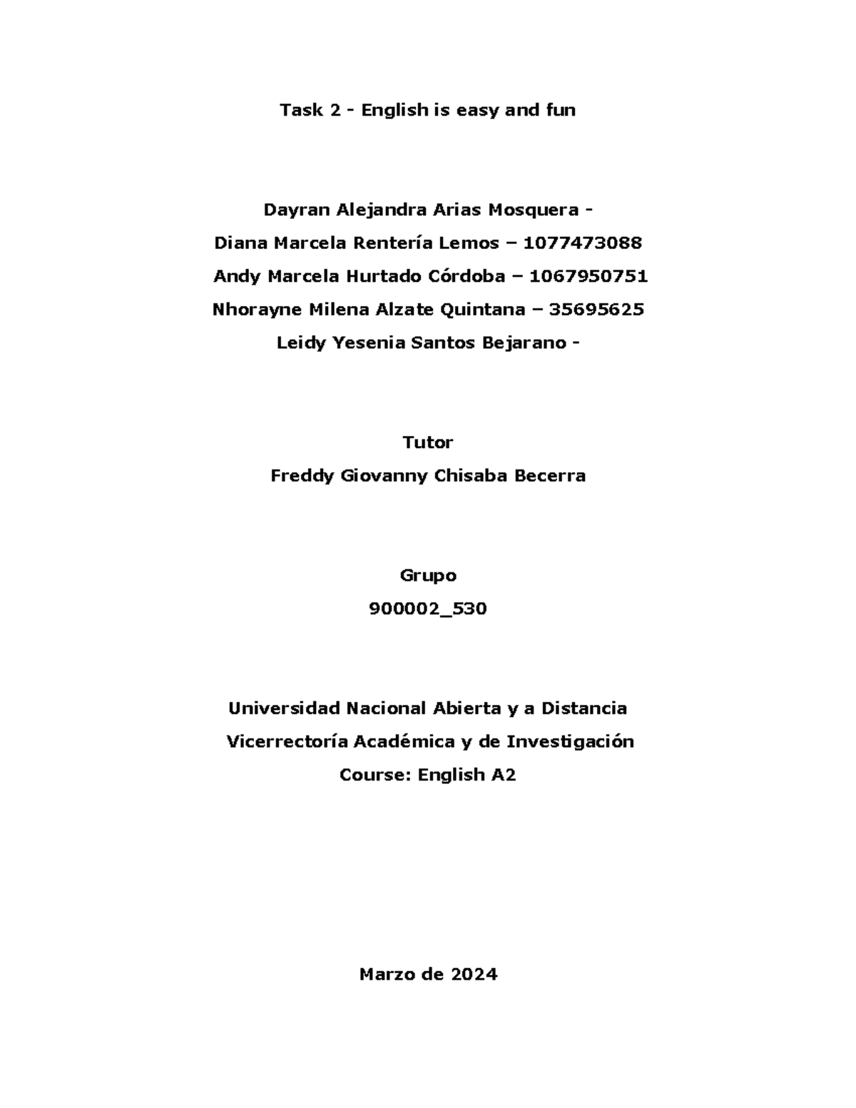 English is easy and fun 900002 530 - Task 2 - English is easy and fun ...