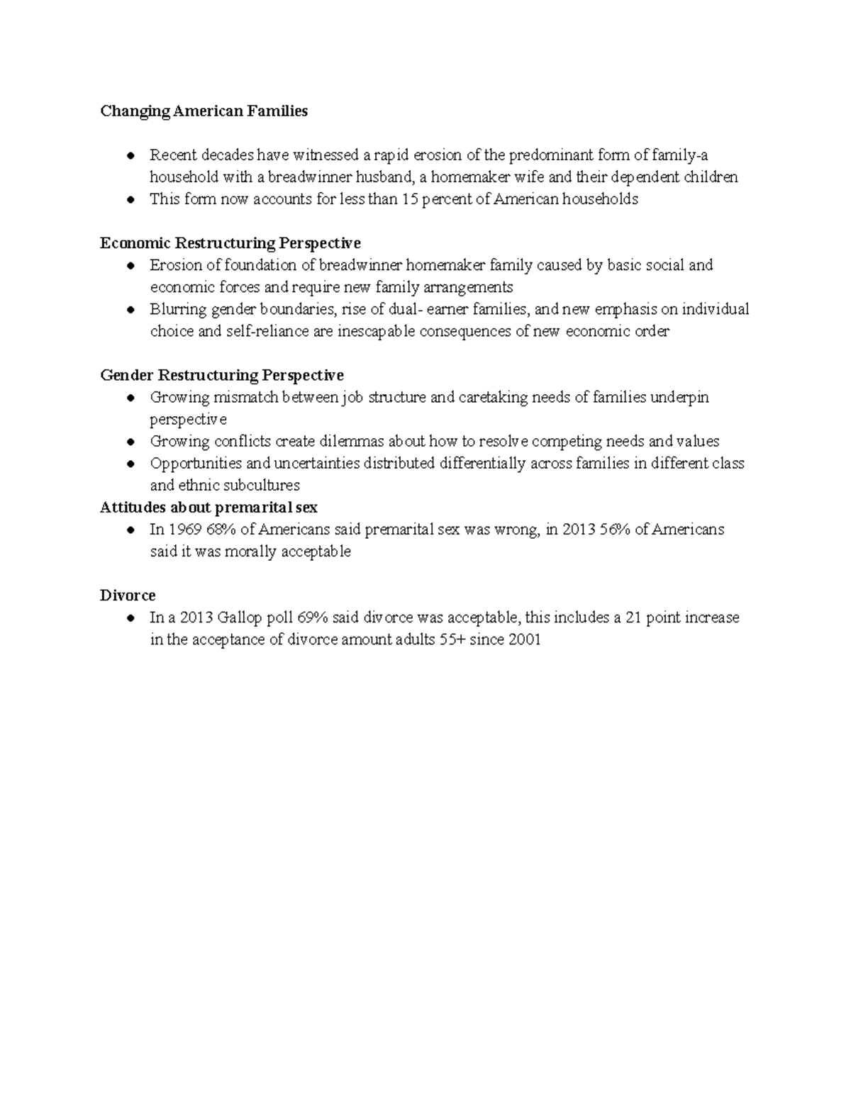 Sociology - Families - Changing American Families Recent decades have ...