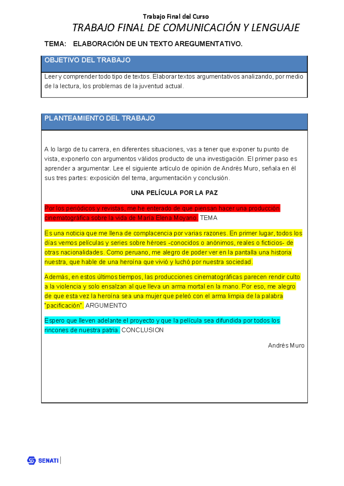 Trabajo final - TRABAJO FINAL DE COMUNICACIÓN Y LENGUAJE TEMA: ELABORACIÓN DE UN TEXTO - Studocu