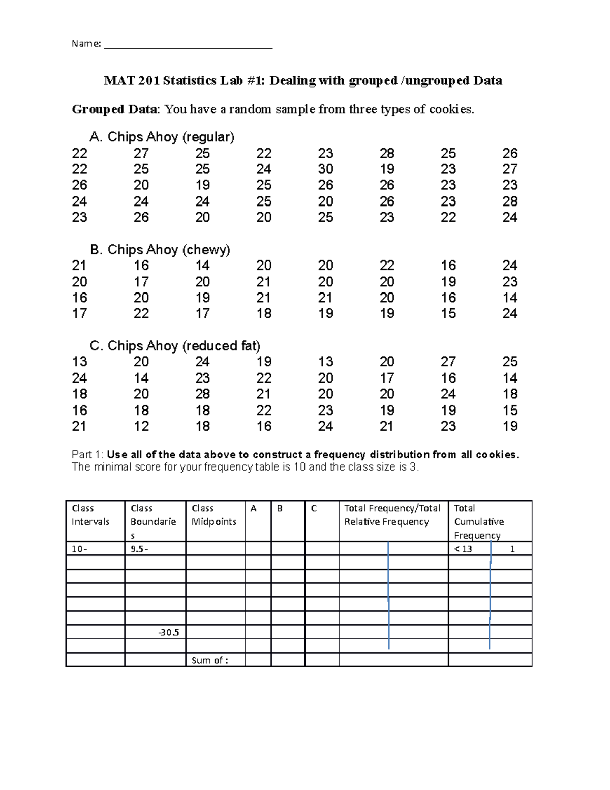MAT 201 Lab 1 - Introduction to data - Name: MAT 201 Statistics Lab ...