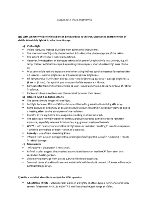 Visual task analysis - notes - Visual task analysis Objectives of ...