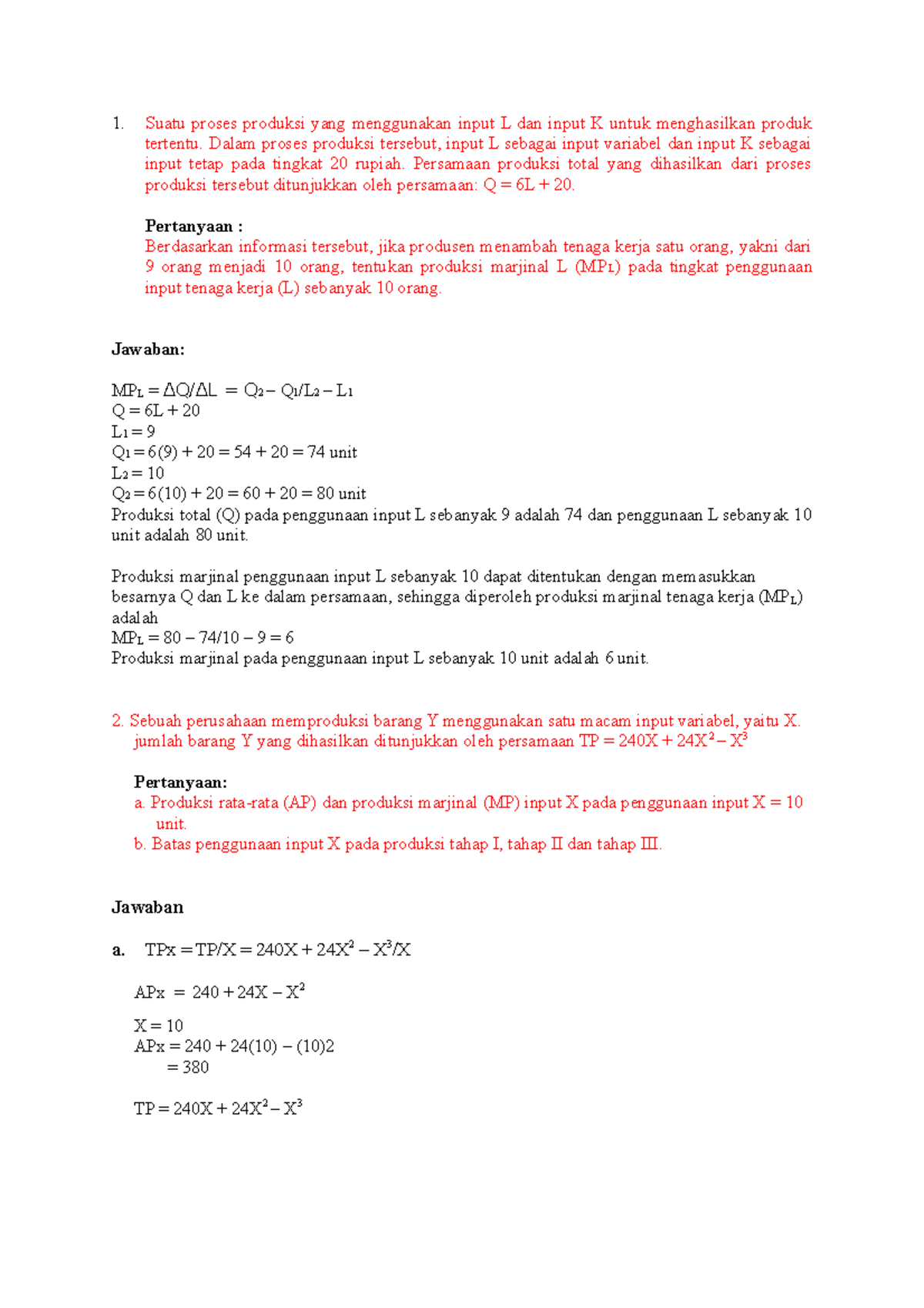 Contoh SOAL - This is for free - 1. Suatu proses produksi yang ...