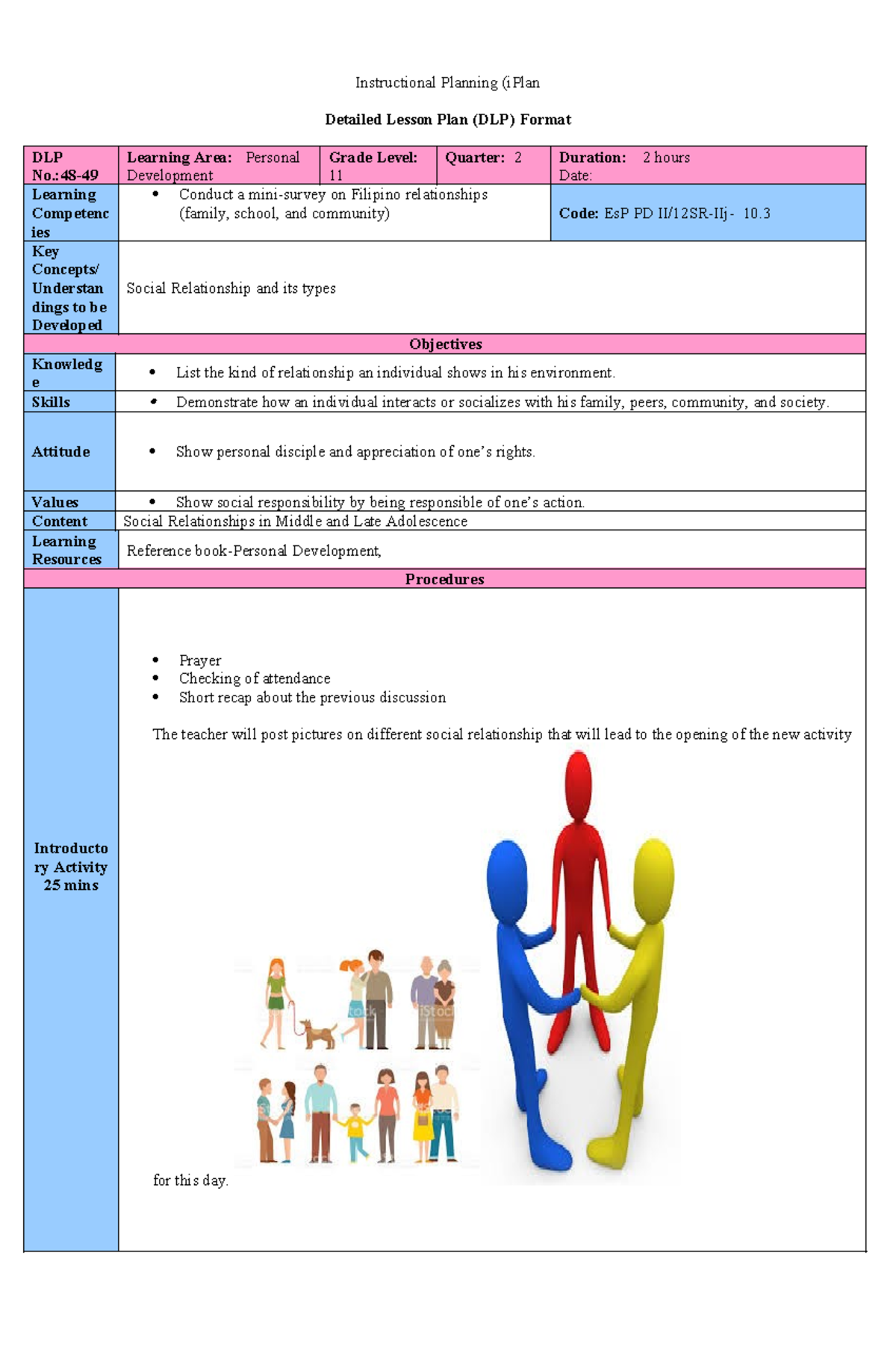 Perdev dlp Q2 - Personal development - Instructional Planning (iPlan ...