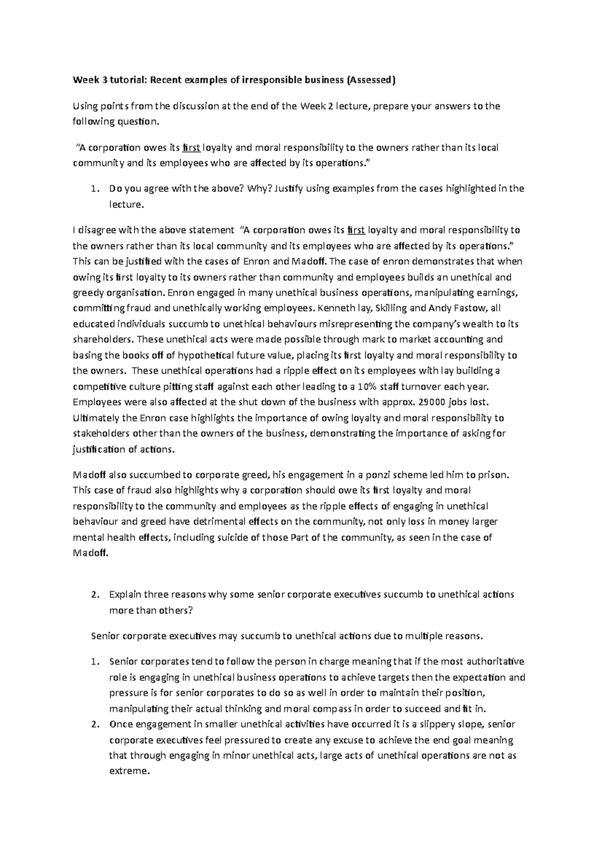 Week 3Q comm101 - tut question - Week 3 tutorial: Recent examples of ...