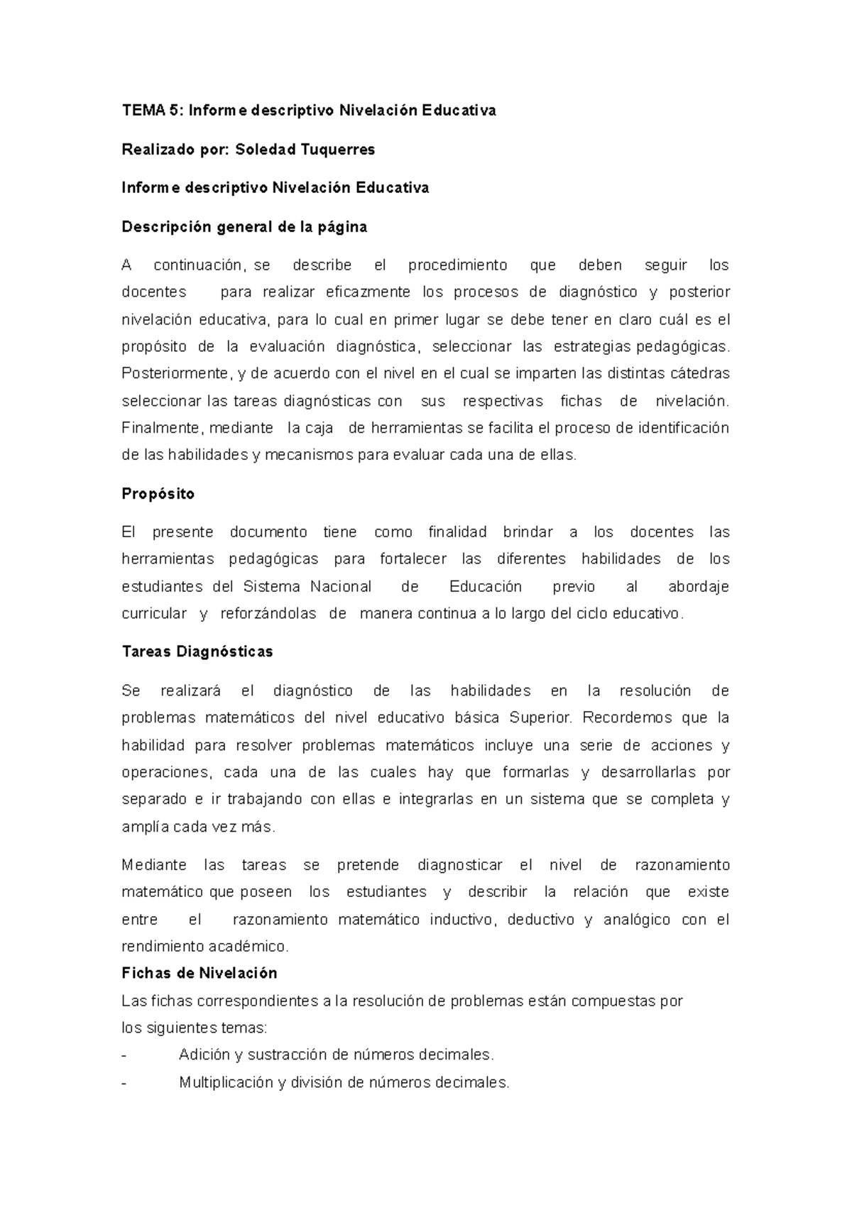 Informe descriptivo Nivelación Educativa m2 - TEMA 5: Informe ...