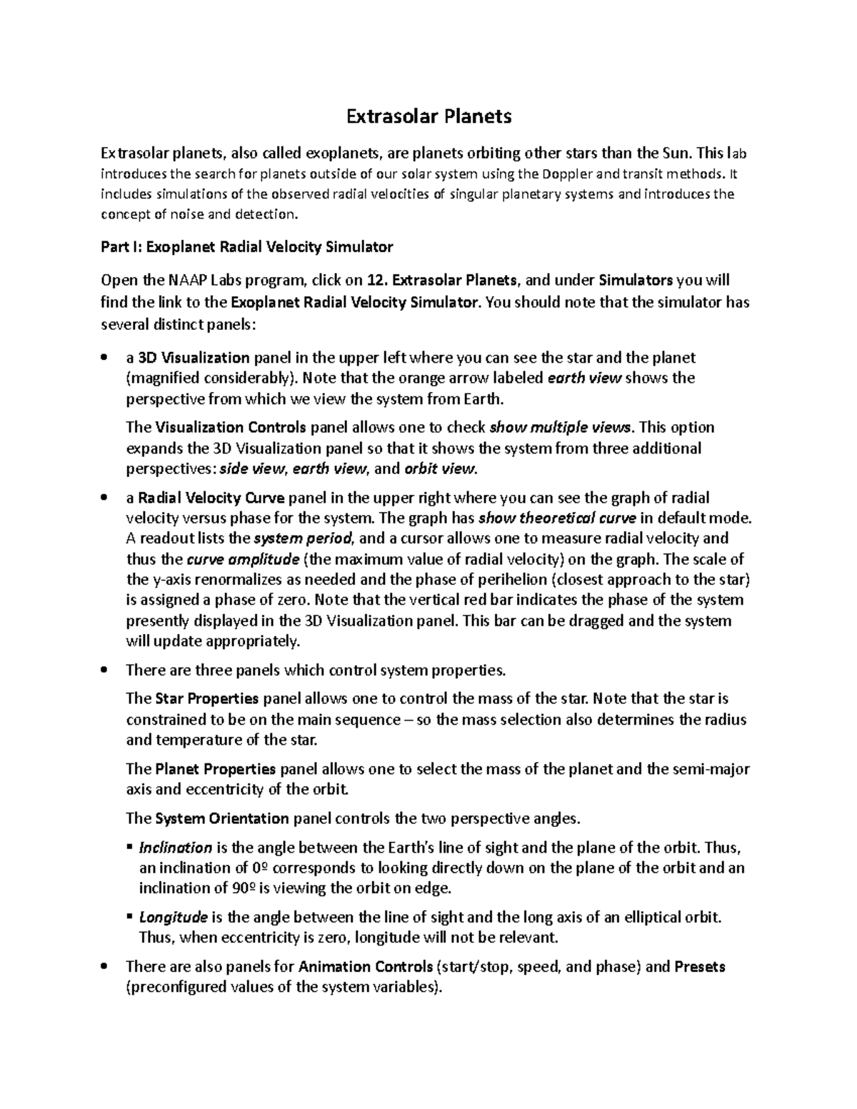 Astro Lab 13 - Extrasolar Planets Extrasolar planets, also called ...