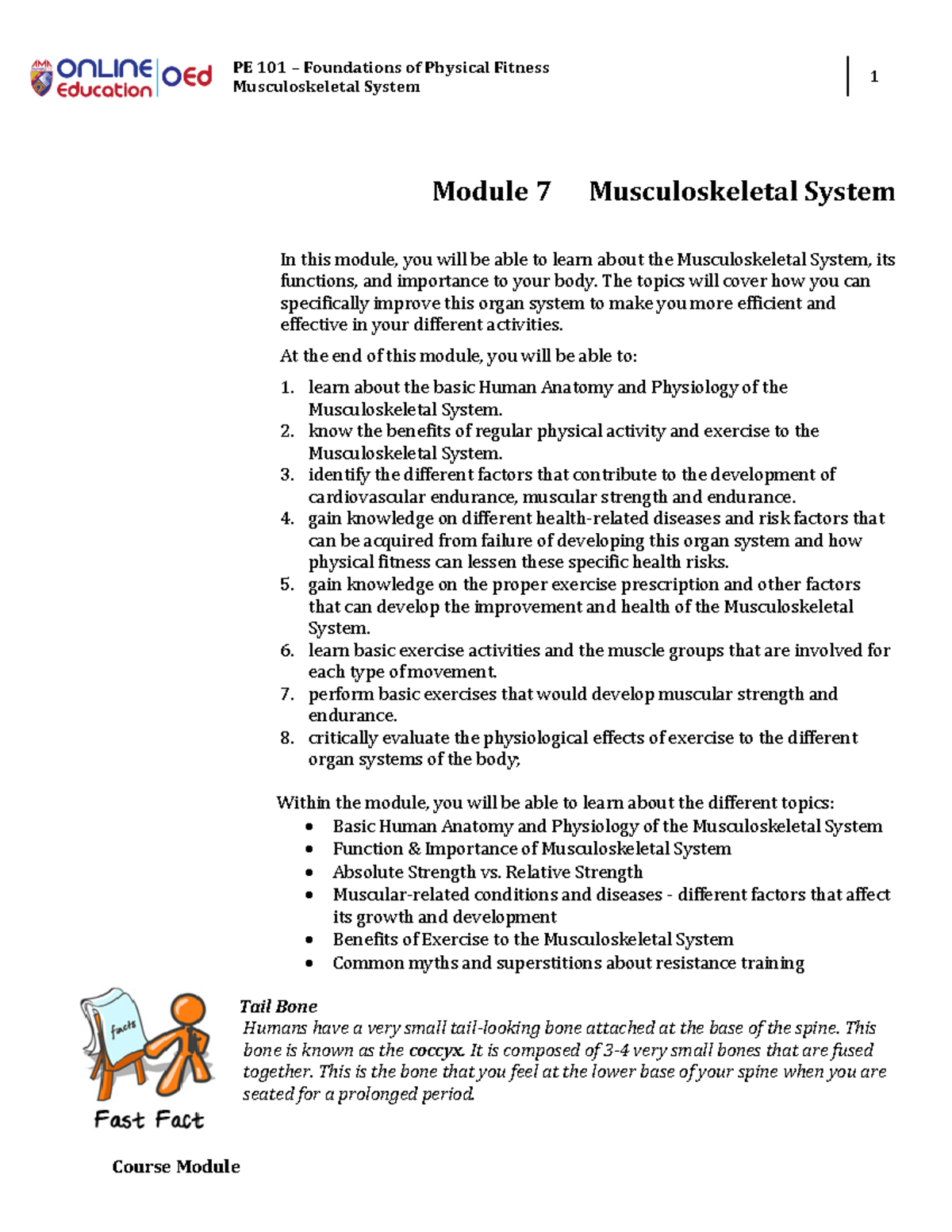 W5 Lesson 6 - Musculoskeletal System and Exercise - Module ...