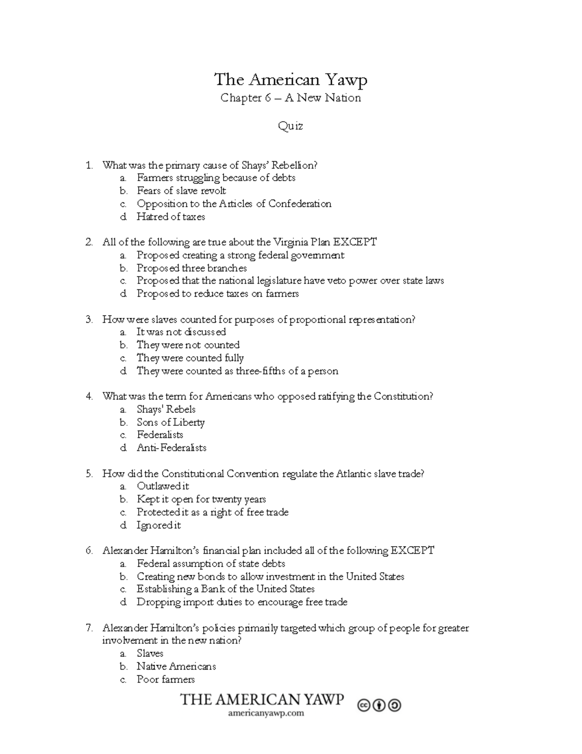 Ch-6-1 - Ch 6 apush quiz - The American Yawp Chapter 6 – A New Nation Quiz What was the primary ...