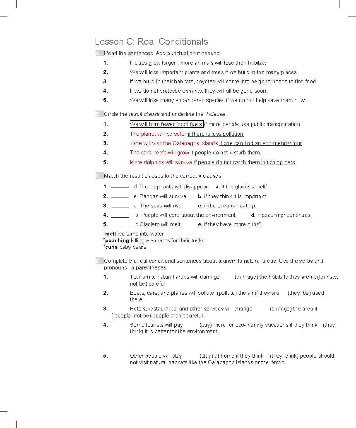 World english 3e level 1 grammar activities unit 12 lesson c - Lesson C: Real Conditionals A ...
