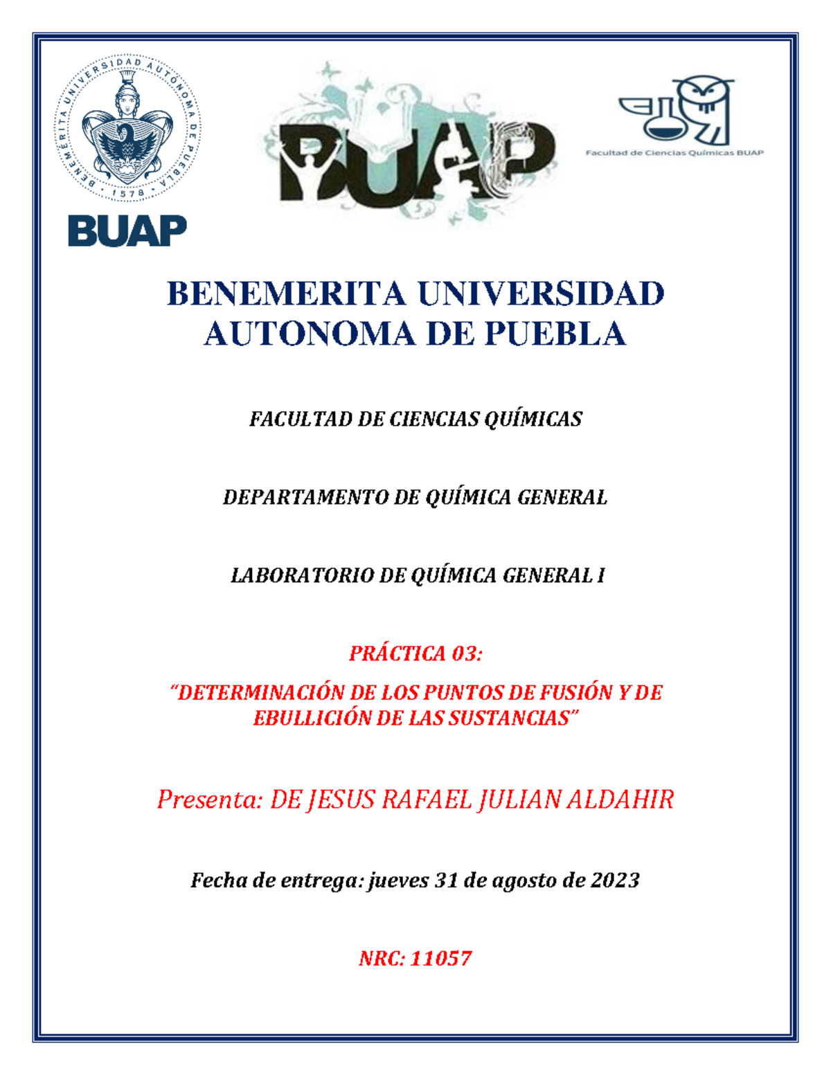 Práctica 03 Determinación De Los Puntos De Fusión Y De Ebullición De