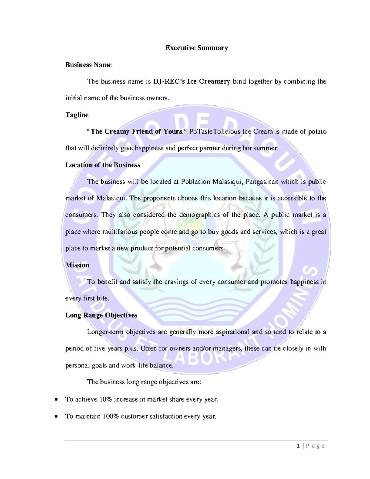 Thesis 2022-Manuscript - Executive Summary Business Name The business ...