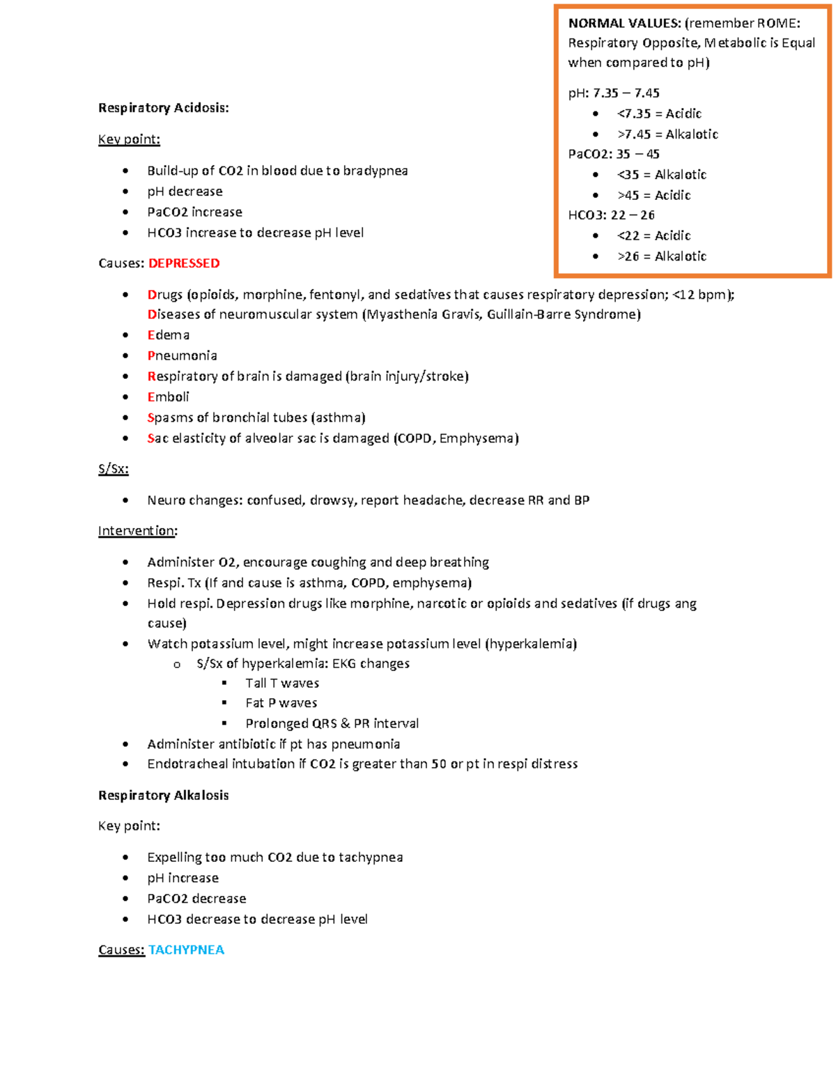Respiratory Acidosis - Lecture notes about ABG - Respiratory Acidosis ...