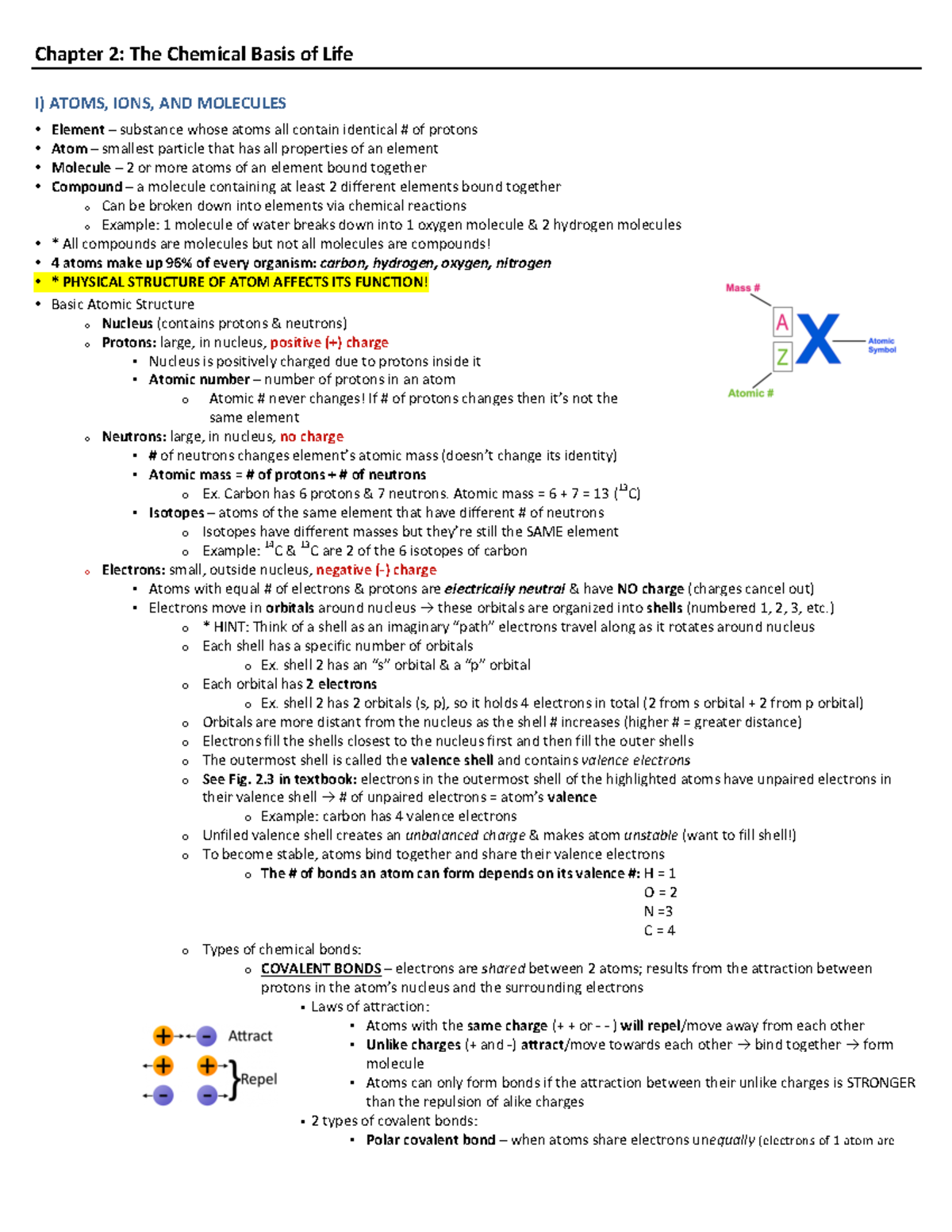 Ch 2 Study Guide PB1 - The Chemical Basis of Life - Deprecated API ...