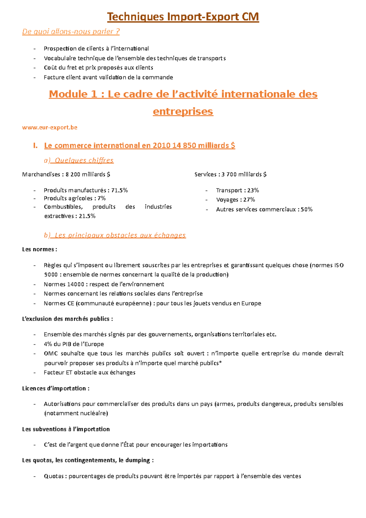 Techniques Import-Export - Le commerce international en 2010 14 850 ...