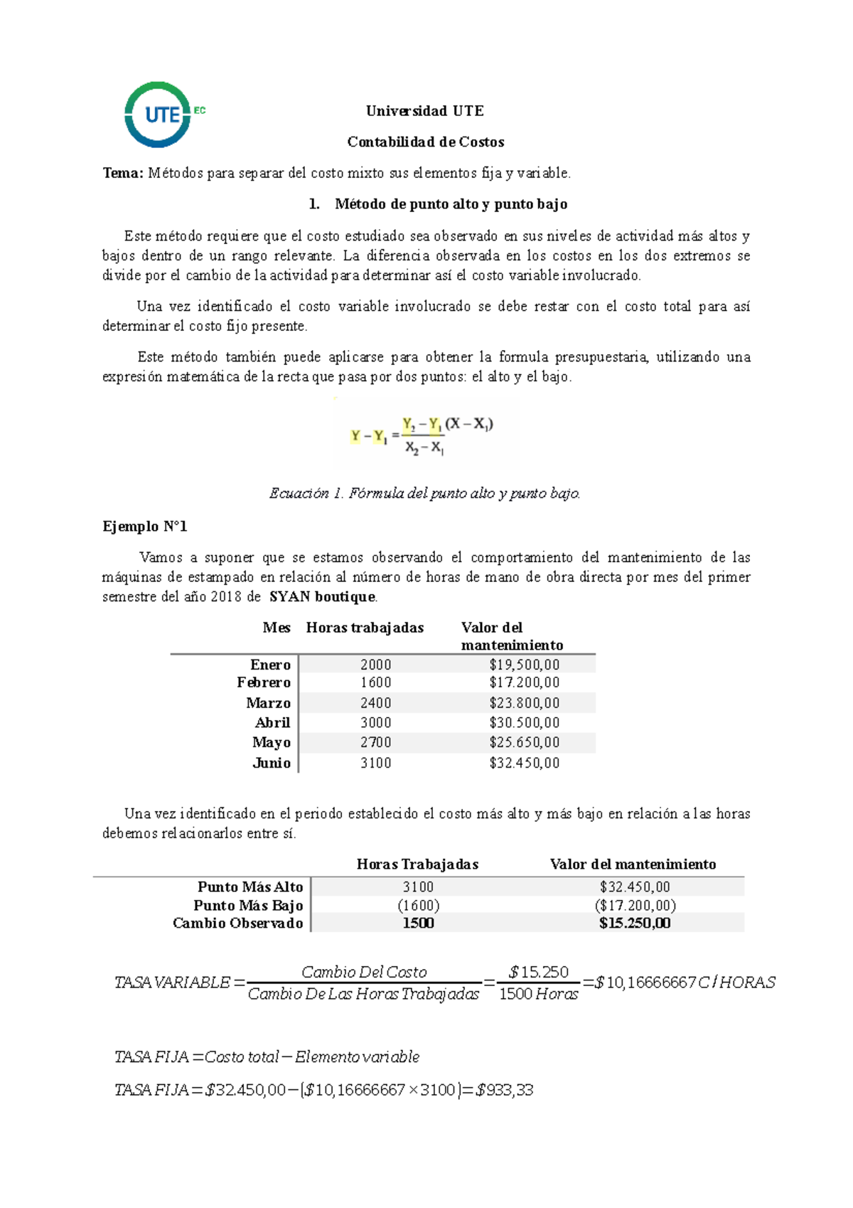 Costos- Métodos para Tratar los Costos Mixtos - Universidad UTE ...