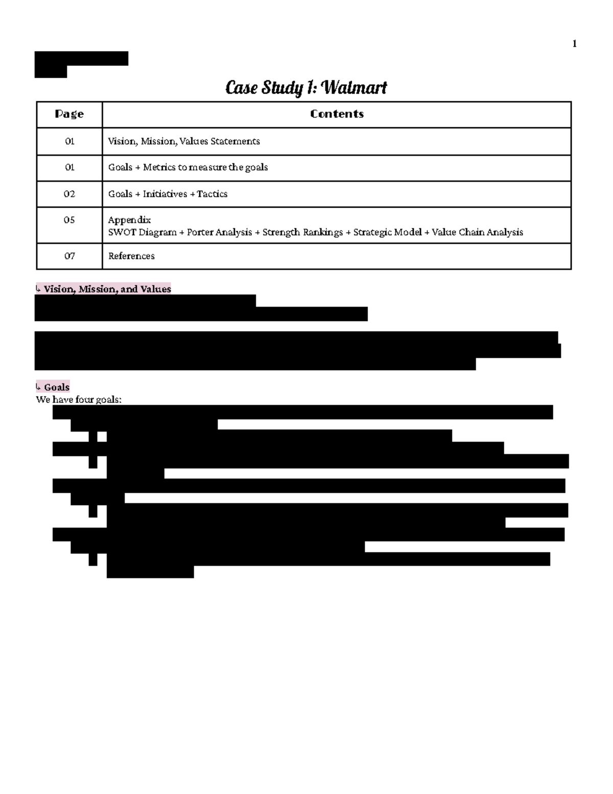 Good example of case study on walmart redacted Redacted - 1 Page Cas ...