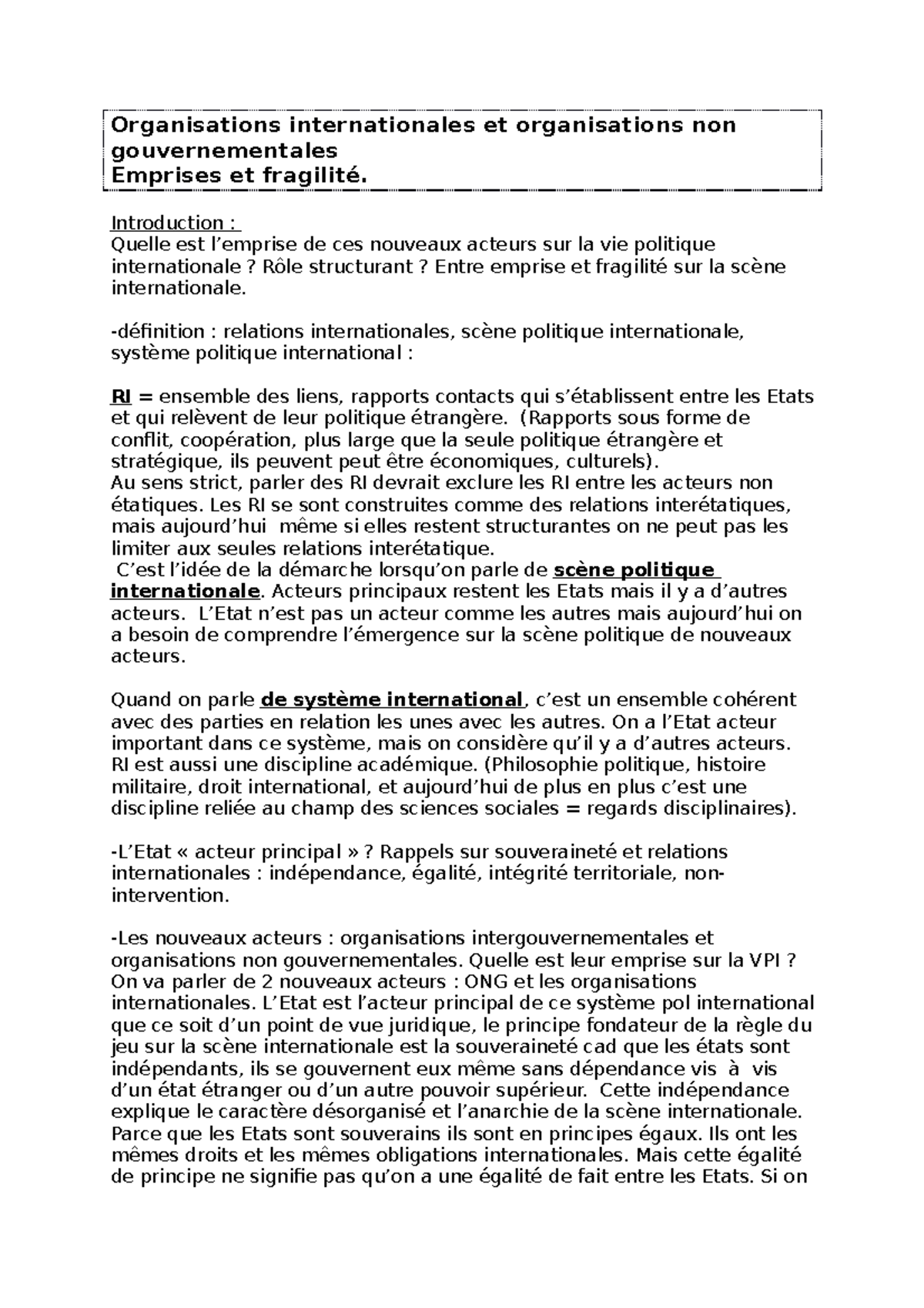 Organisations internationales et organisations non gouvernementales ...