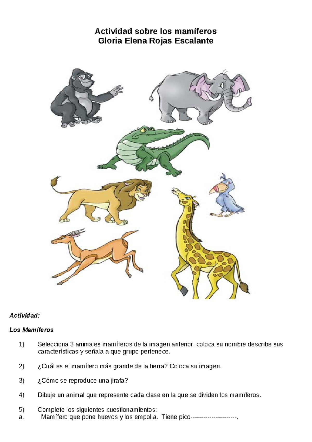 Actividad sobre los mamiferos abril 15 - Licenciatura En Ciencias ...