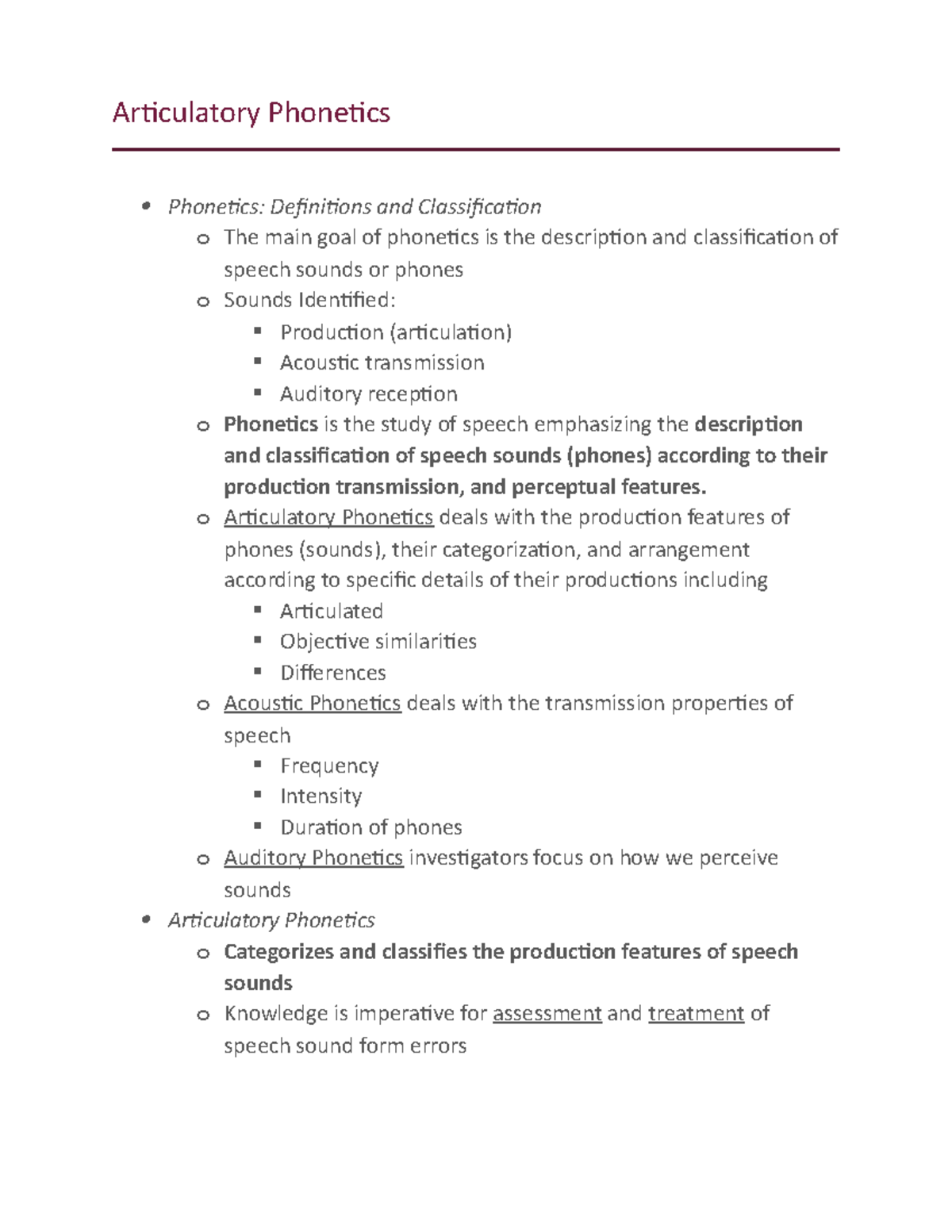 Articulatory Phonetics - o Articulatory Phonetics deals with the ...