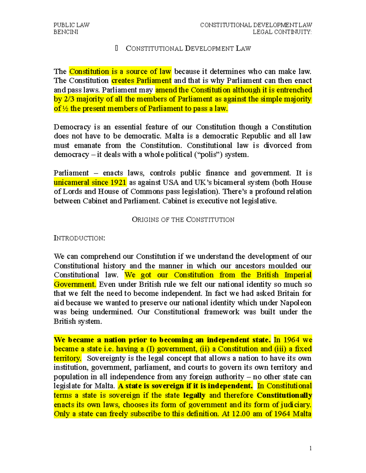 Constitutional Development Law - BENCINI LEGAL CONTINUITY ...