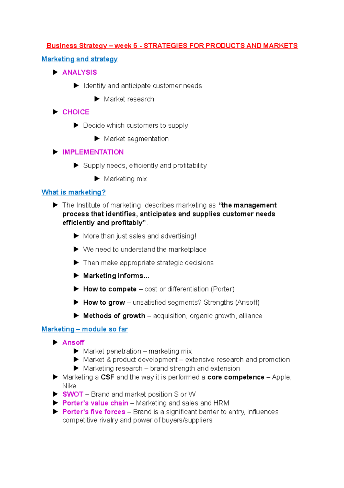 Business Strategy week 5 - Business Strategy – week 5 - STRATEGIES FOR ...
