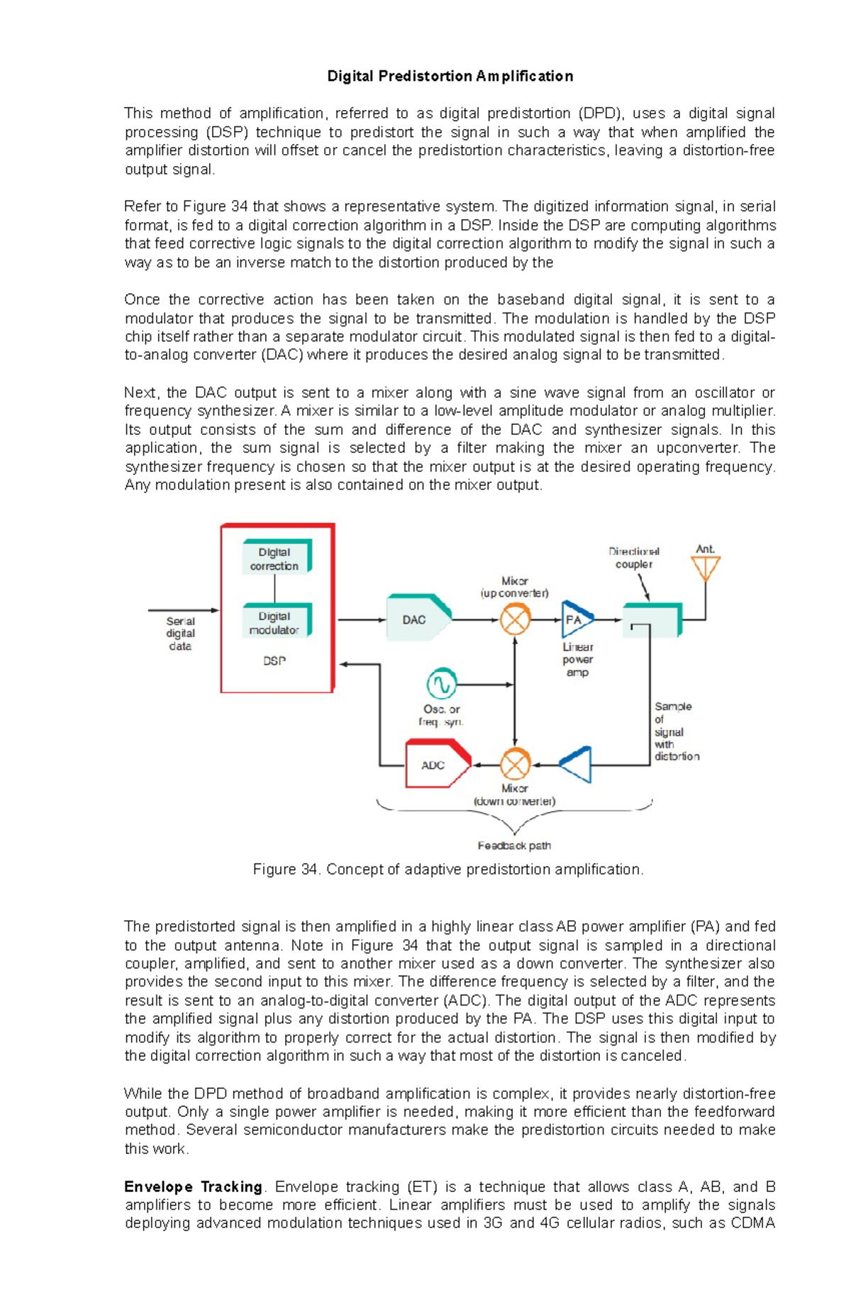 Digital Predistortion Amplification - Refer to Figure 34 that shows a ...