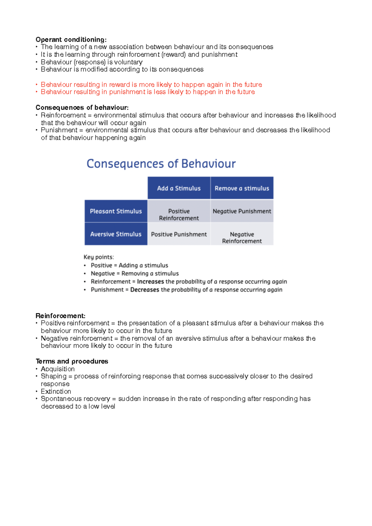 intro to psych lecture notes psych1000 - Operant conditioning: The ...