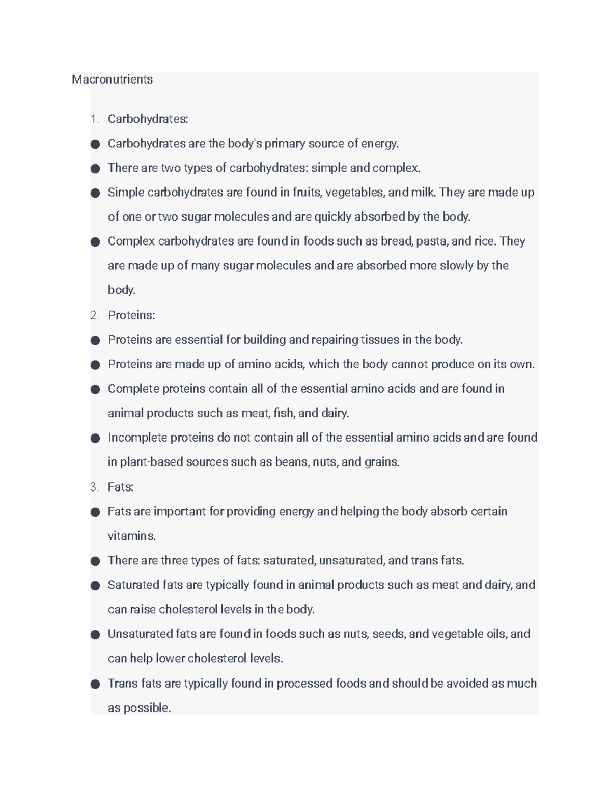 Intro to Nutrition - Macronutrients Carbohydrates: Carbohydrates are ...