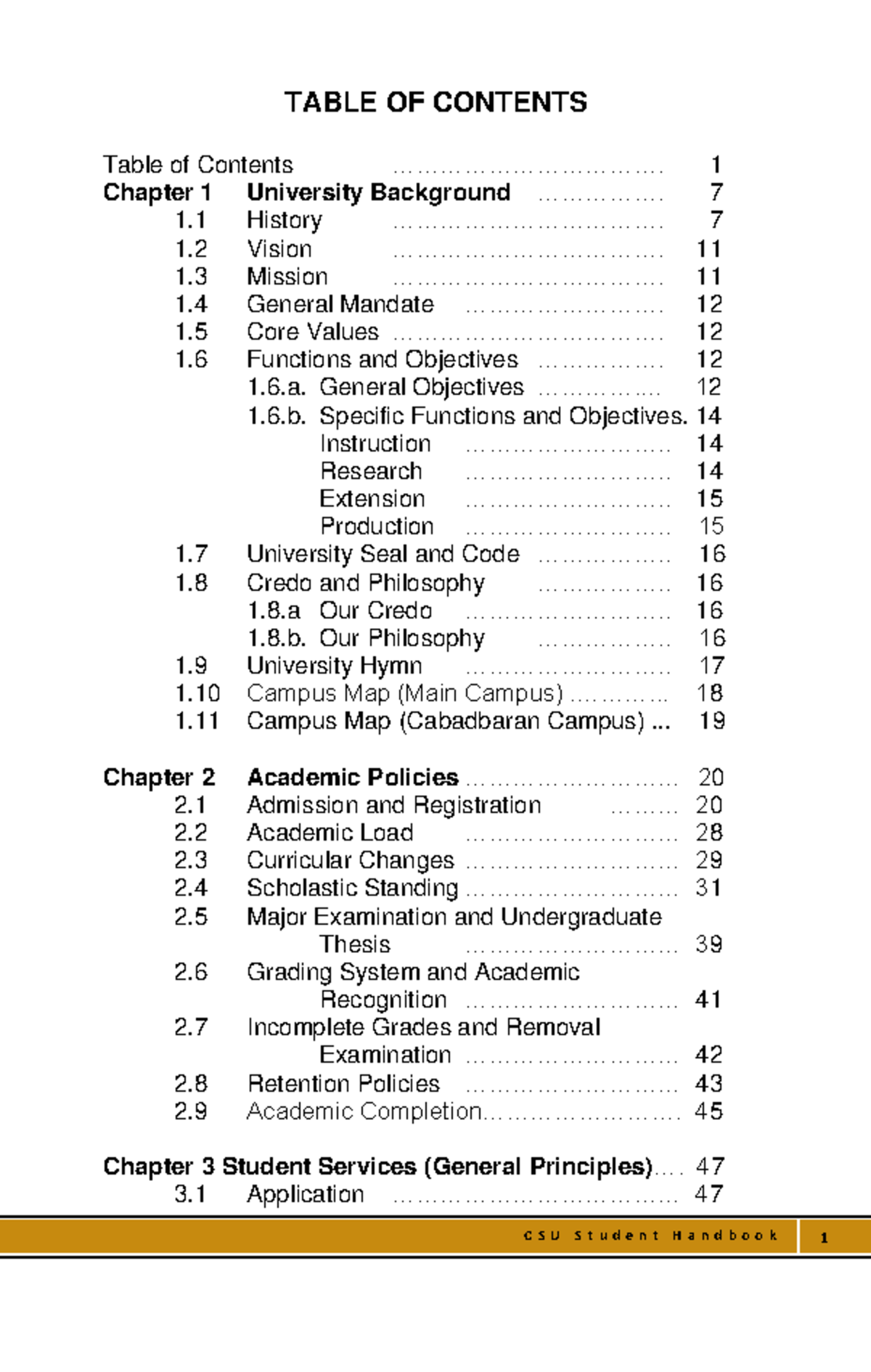 Student Handbook Final Revision - TABLE OF CONTENTS 6.3 List of Acts ...