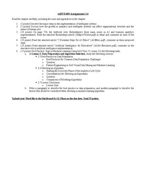 Assignment 3 getting started - BUS499 Assignment 3 Read the chapter ...