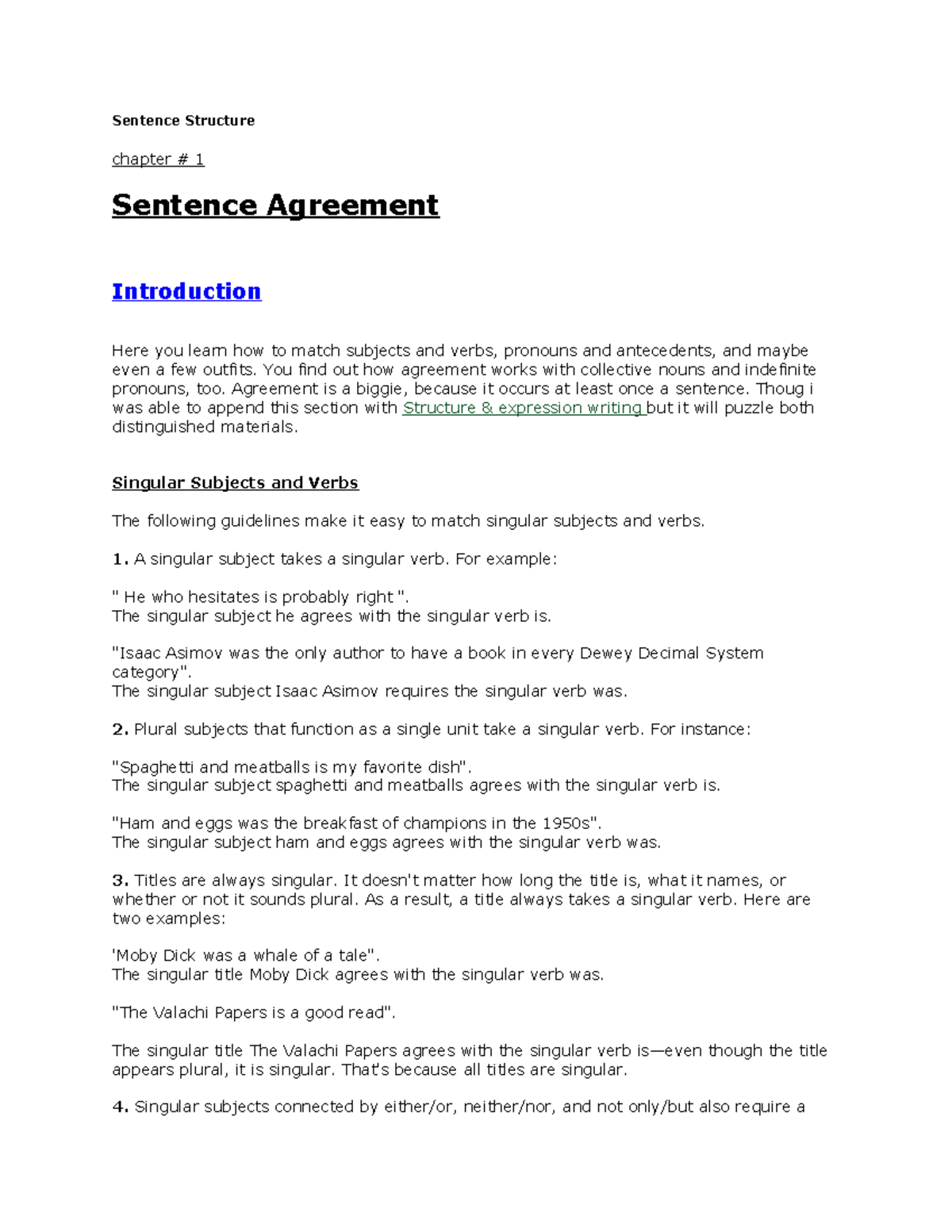 Sentence Structure - important grammar work - Sentence Structure ...