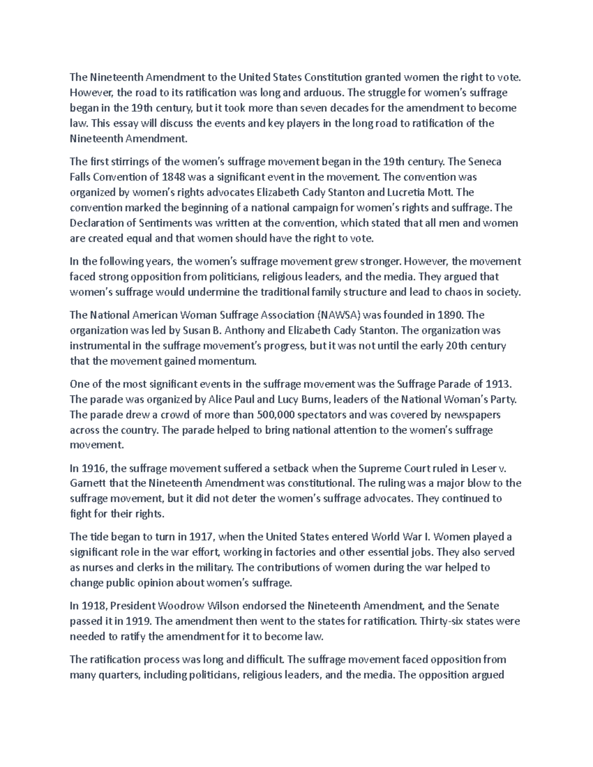 The Long Road to Ratification of the Nineteenth Amendment - The ...