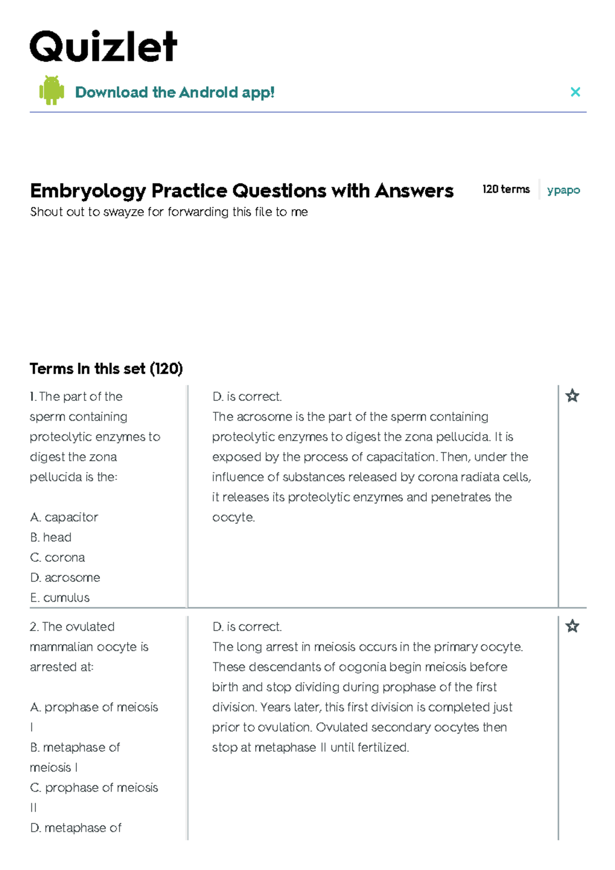 Embryology Practice Questions with Answers Questions and Study Guide ...