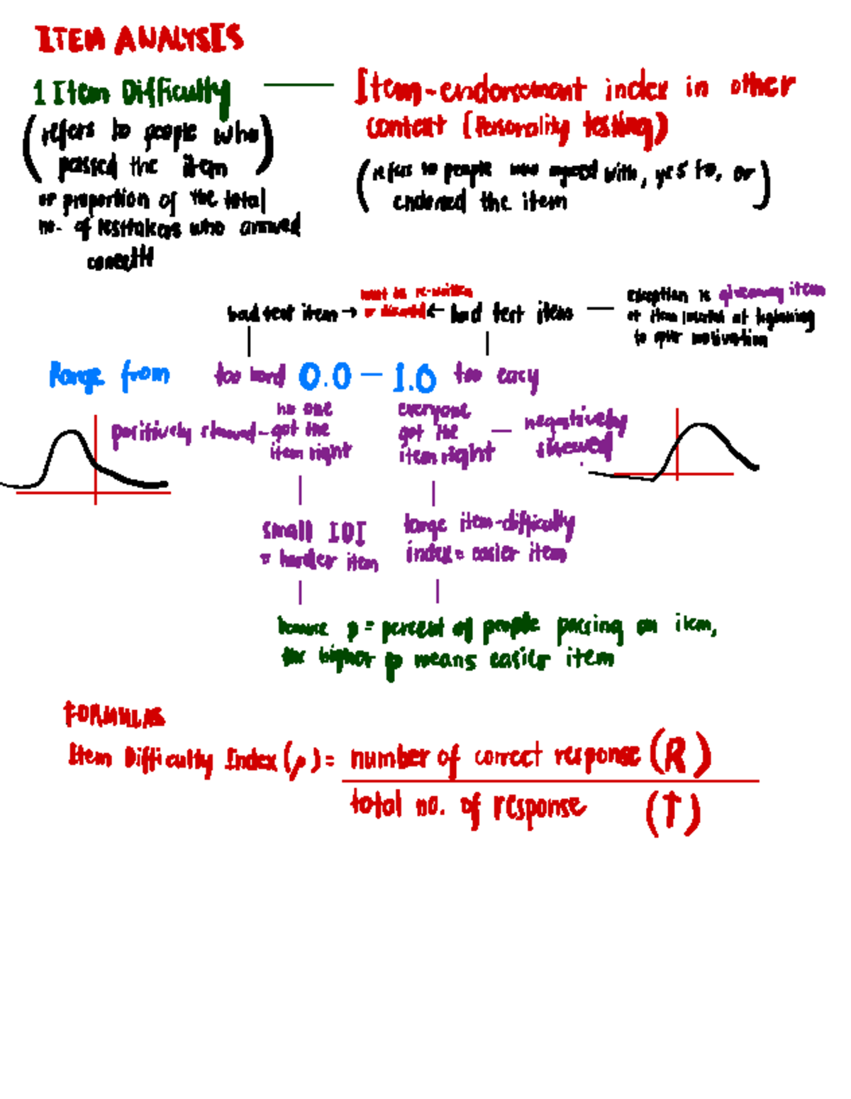 Psych Assessment LAB - Reliability and Validity - ITEM ANALYSIS 1 Item ...