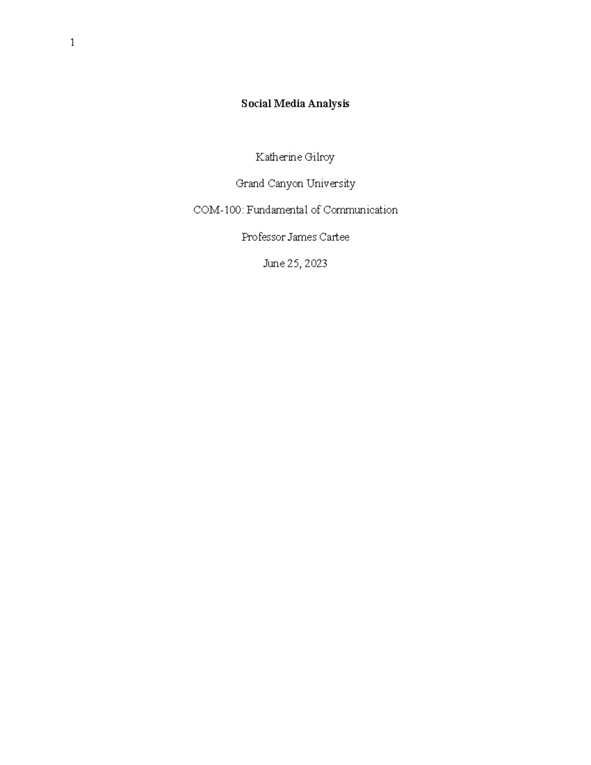 Social Media Analysis - Essay - Social Media Analysis Katherine Gilroy ...