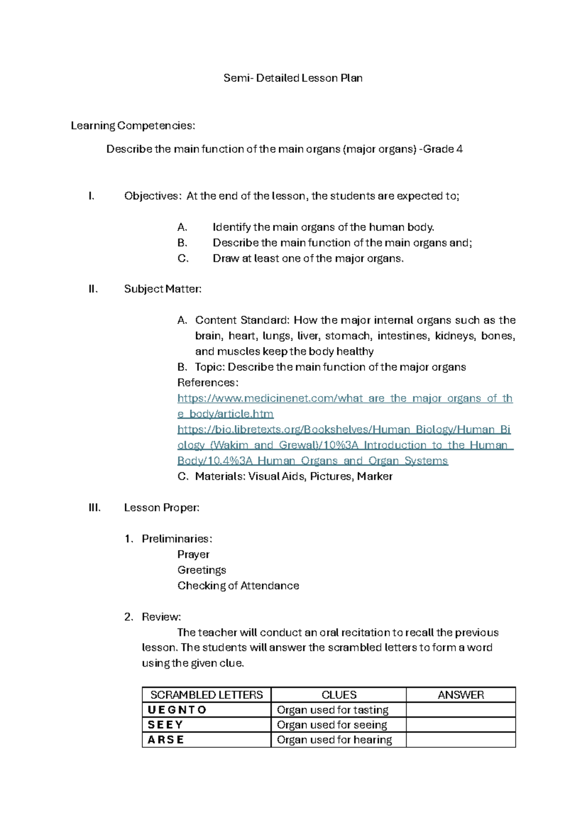 Edsci 1 LP Final Demo - None - Semi- Detailed Lesson Plan Learning ...